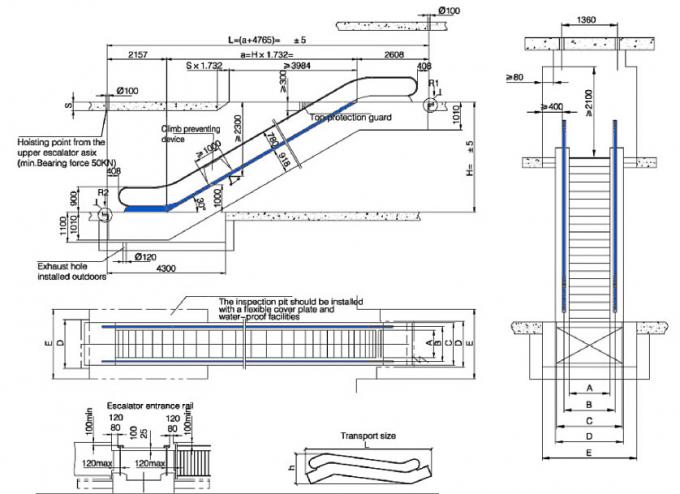 Tipo seguro econômico escada rolante exterior do elevador largura da ...